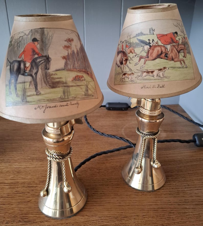 A Pair of Lamps, (x 2), Unique and Bespoke of Foxhunting Interest ...