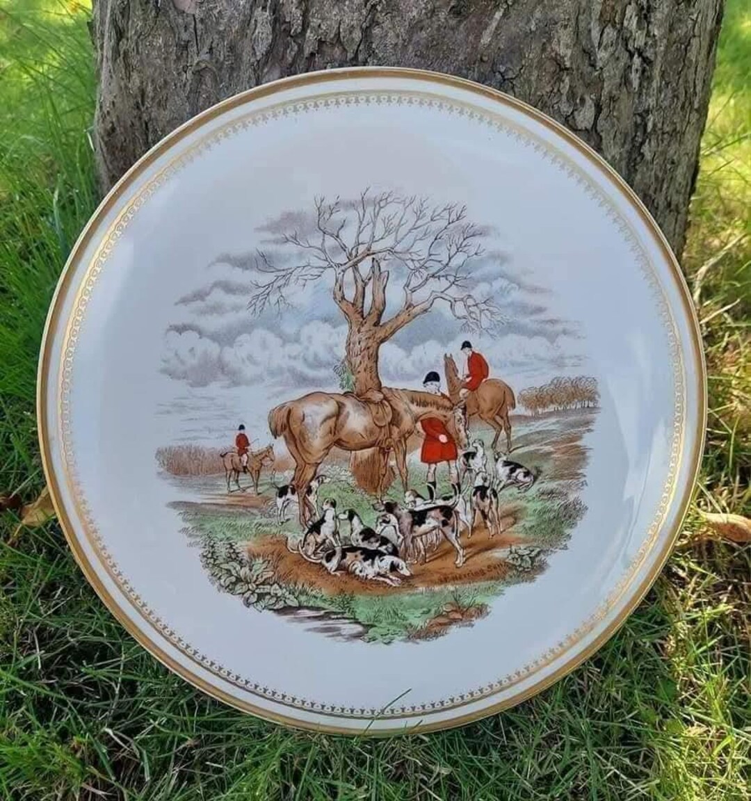 A Rare Spode Gateau, Cake or Cheese Plate, Featuring a Fox Hunting ...