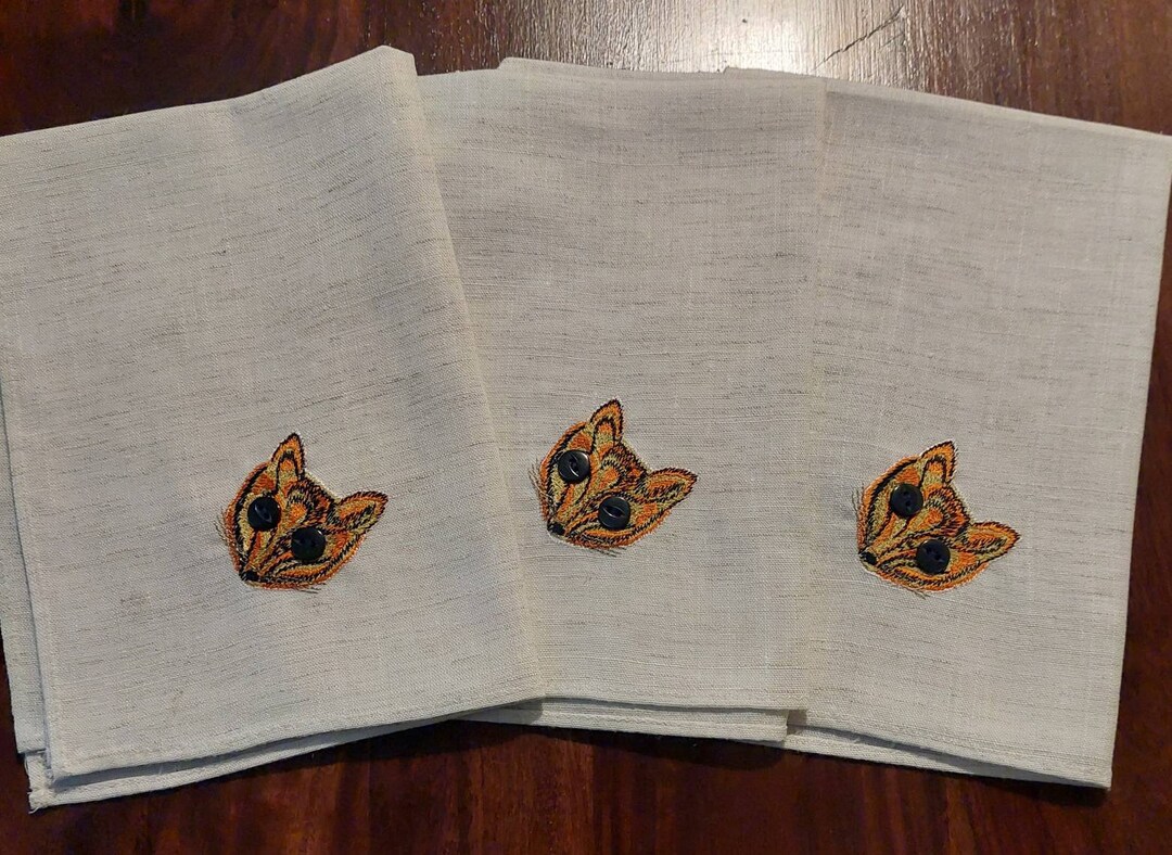 A Set of Three Bespoke Table Linen Napkins, Serviettes, Tea Towel ...