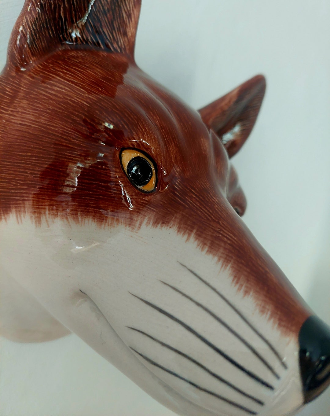 A Large and Heavy Ceramic Wall Pocket in the Form of a Fox Mask. of ...