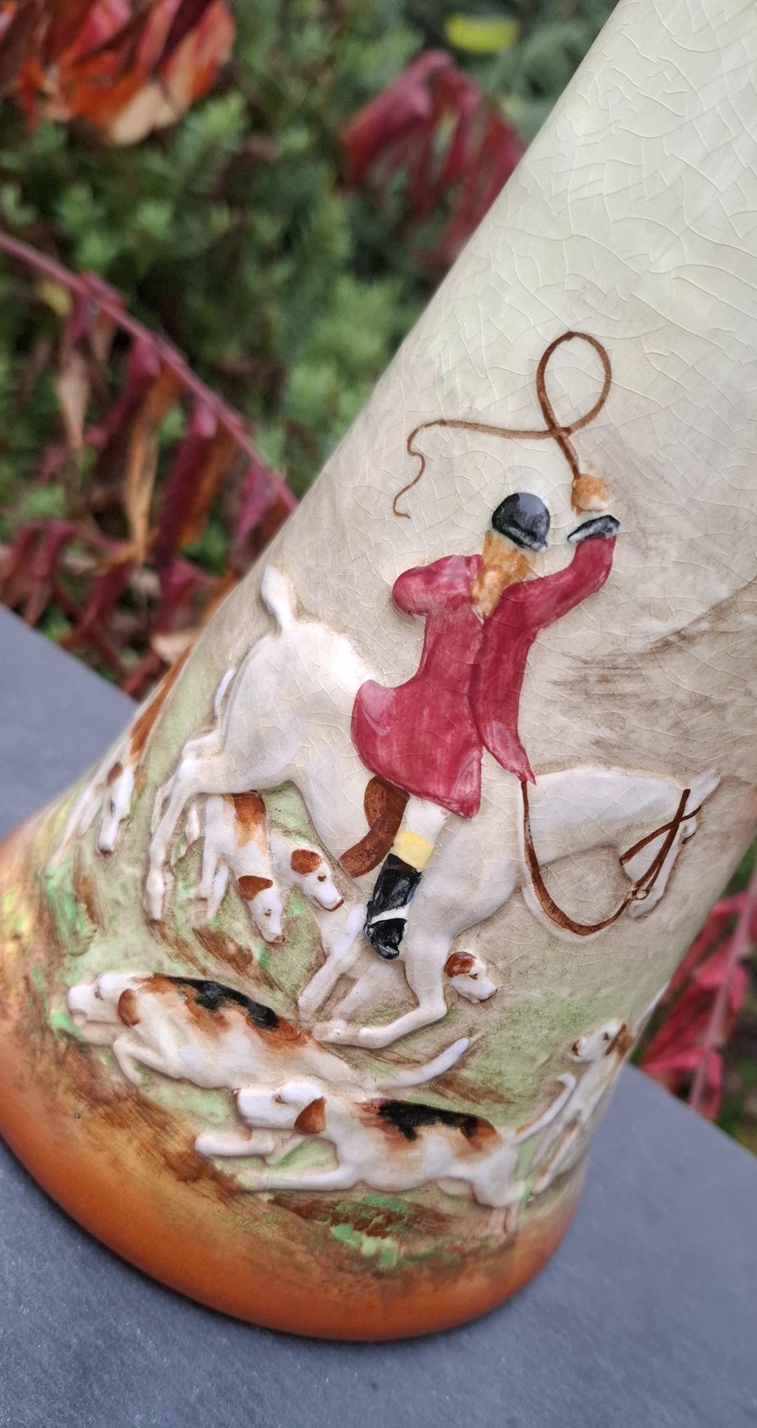 A Large 1930s Royal Doulton Pitcher or Vase Featuring a Fox Hunting ...