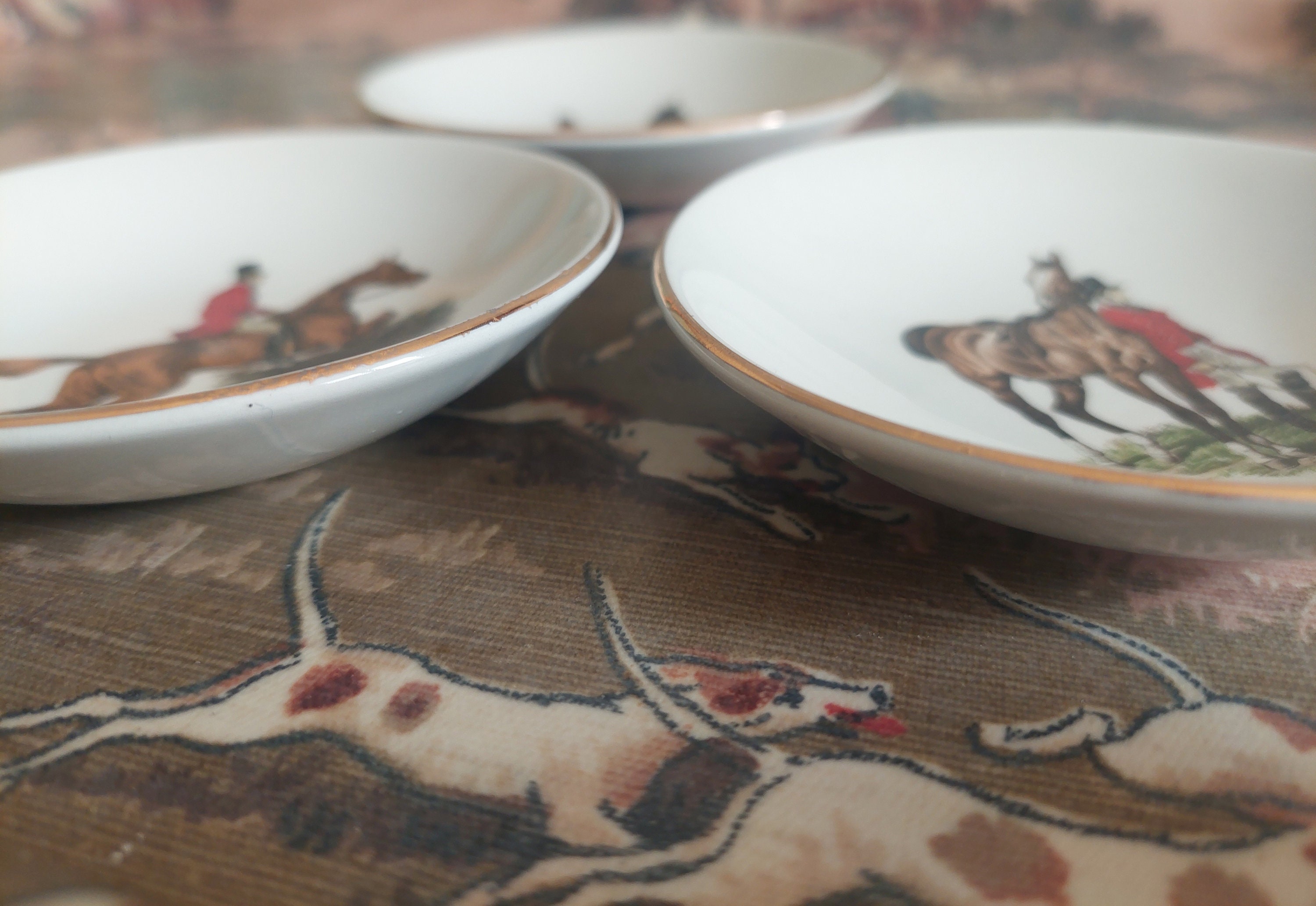 A Set of Trinket Dishes or Pin Trays of Hunting Interest. Featuring ...