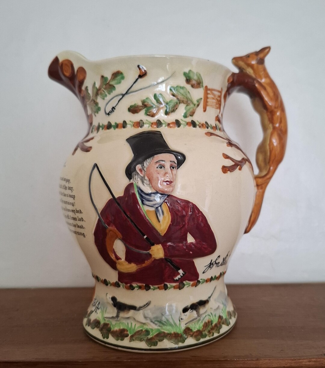 A 1930s Musical Pitcher Featuring English Foxhunting Scenes. A Wind up ...