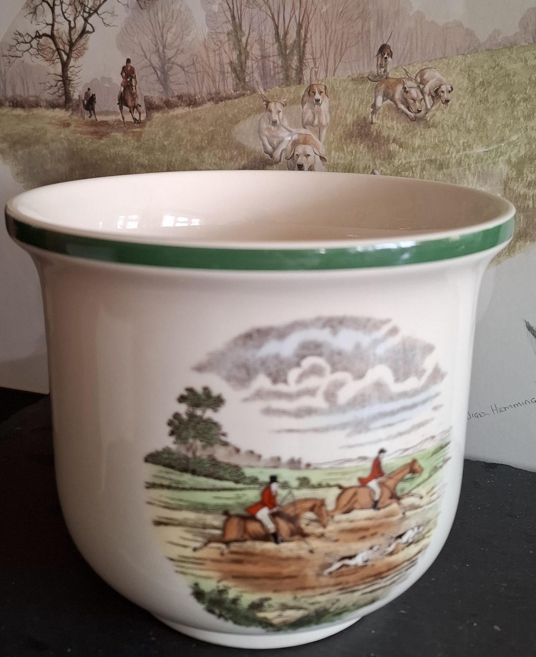 A Vintage Spode Planter or Jardiniere of Hunting Interest. JF Herring ...