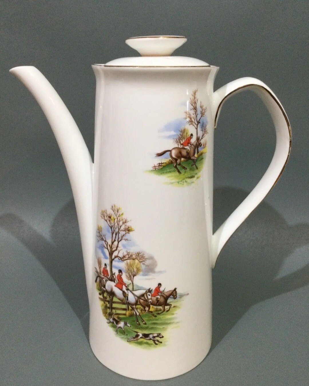 A Beautiful Coffee Pot or Tea Pot, Decorated With English Fox Hunting ...