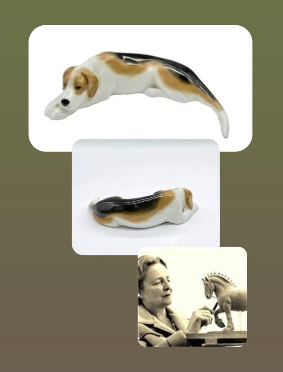 A Rare Royal Worcester Fox Hound Ornament Designed My Doris Lindner. of ...