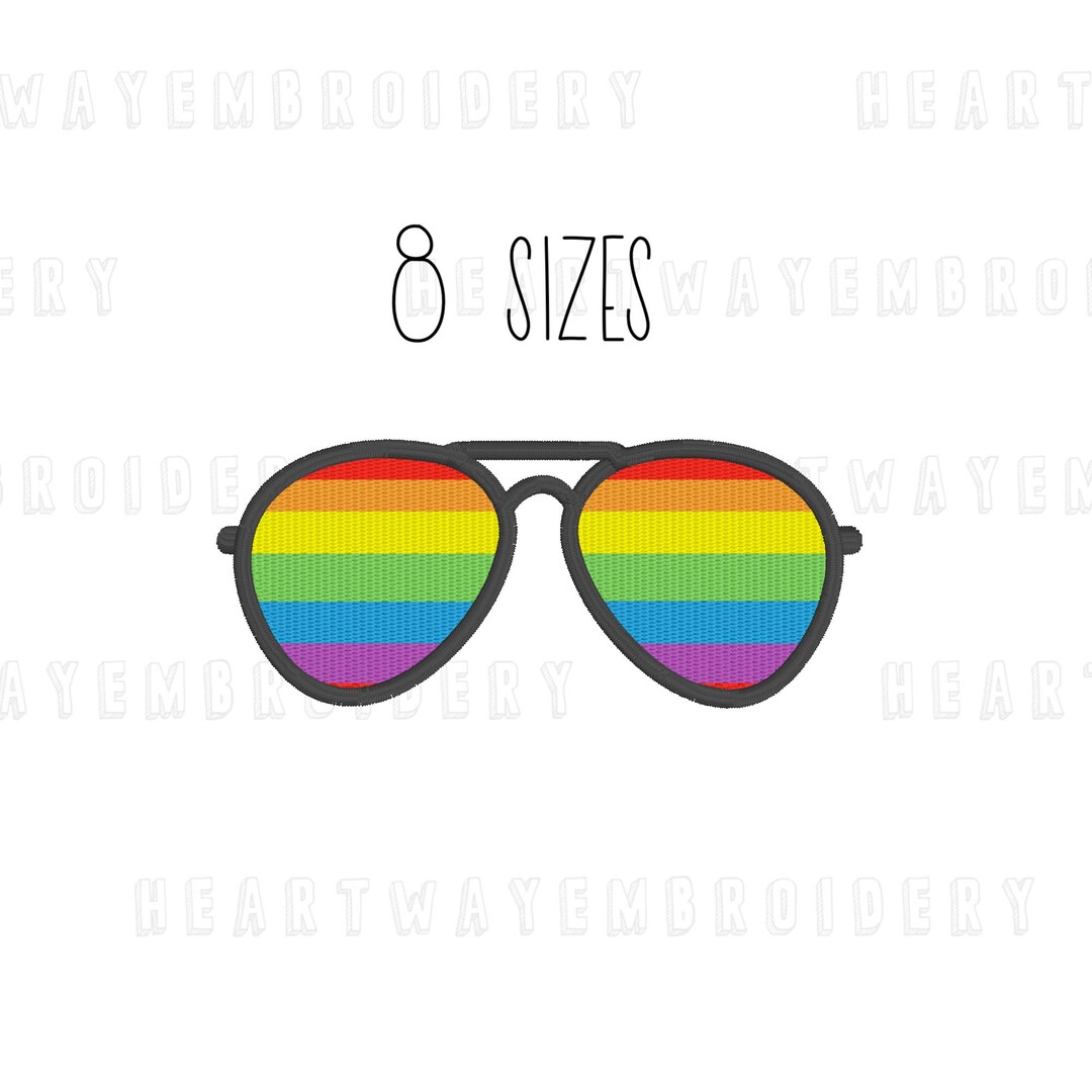 Rainbow Glasses Embroidery Design 8 SIZES - LGBTQ Embroidery Design ...