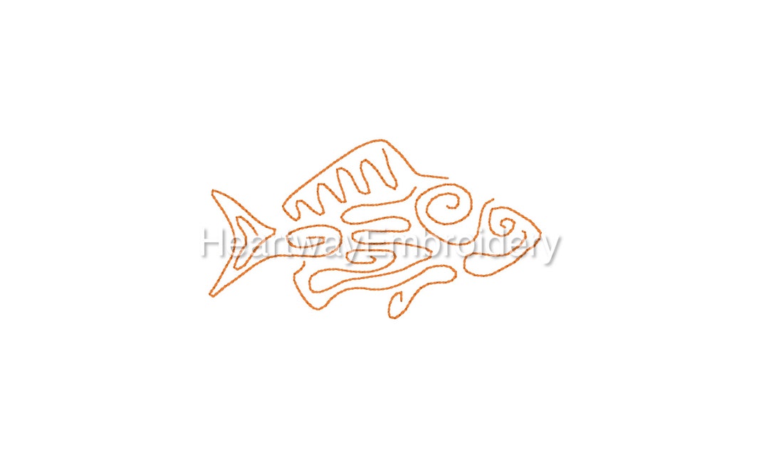 Fish Embroidery Design 4 SIZES - Fish Line Art Embroidery Design, Fish ...