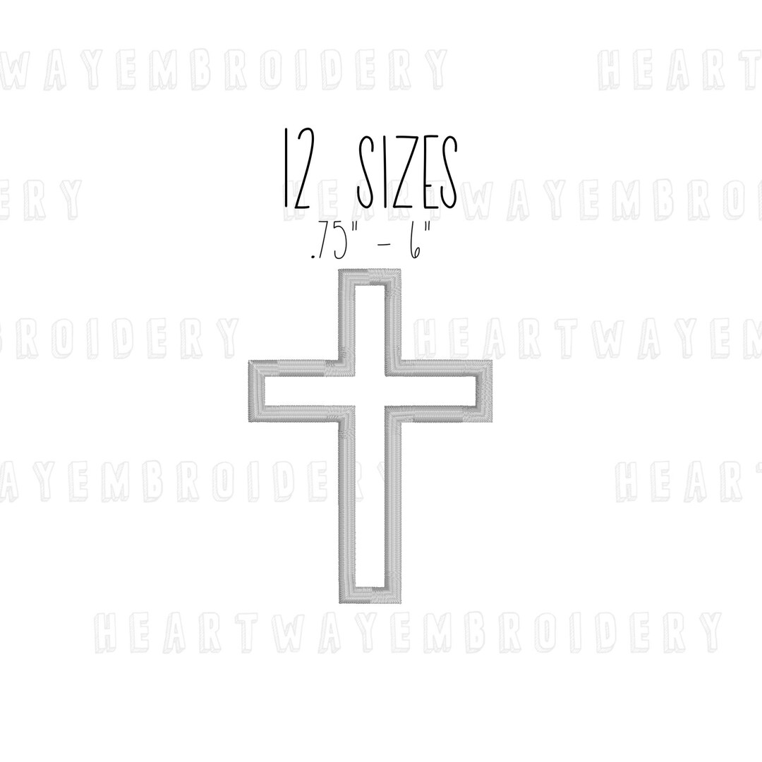Cross Outline Embroidery Design: Mini Christian Cross Satin Stitch (12 ...