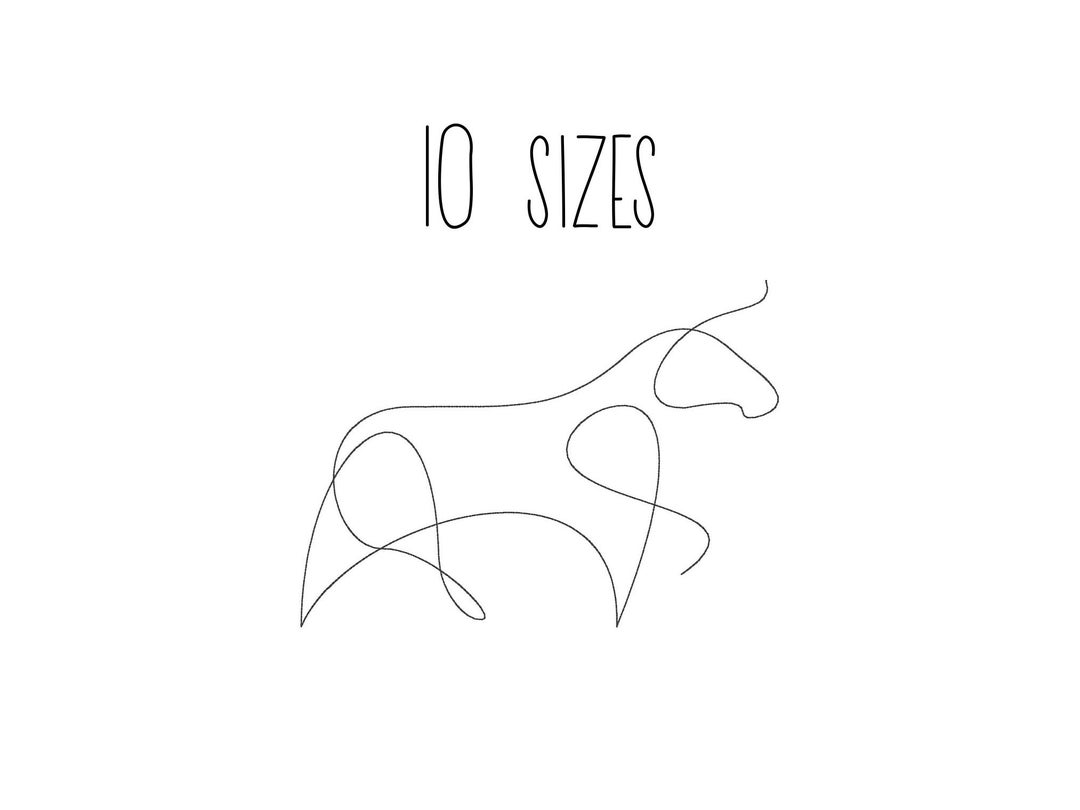 Bull Embroidery Design 10 SIZES - Bull One Line Embroidery Design Bean ...