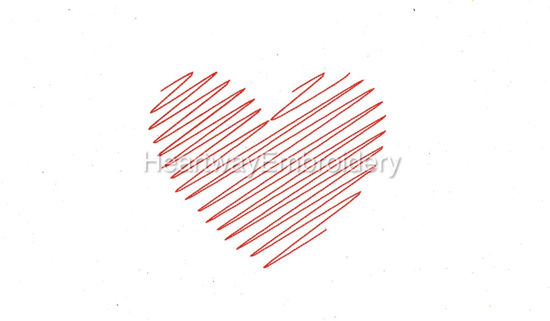 Scribble Heart Embroidery Design Run Stitch 6 SIZES Mini Scribble Heart ...