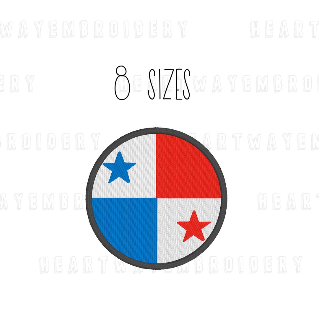 Panama Flag Embroidery Design 8 SIZES Machine Embroidery Round Flag ...
