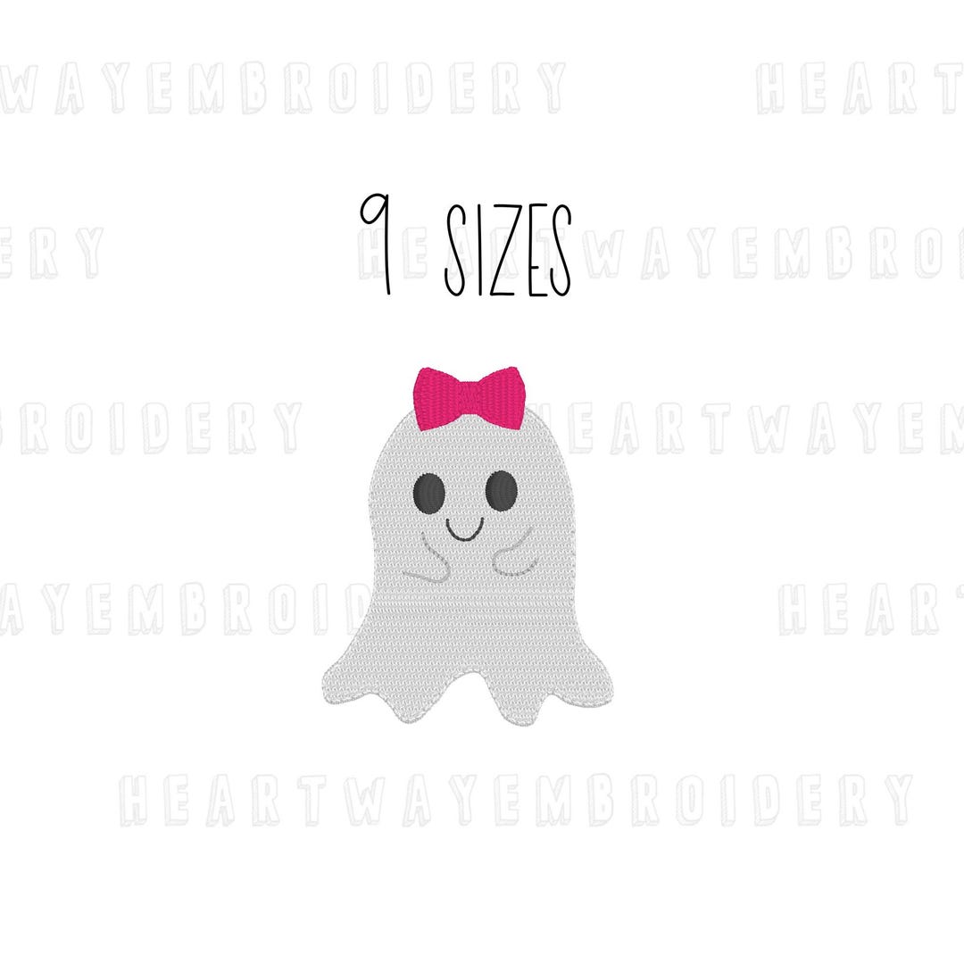 Girl Ghost Embroidery Design – Halloween Machine Embroidery (9 Sizes ...