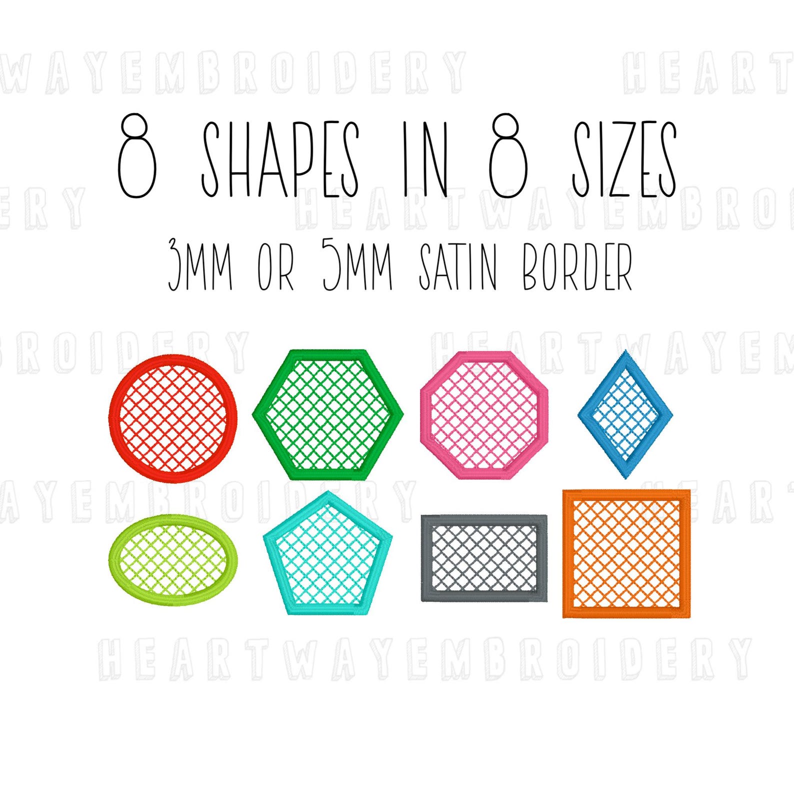 Basic Shapes Border Embroidery Designs Set Satin Border With Motif ...