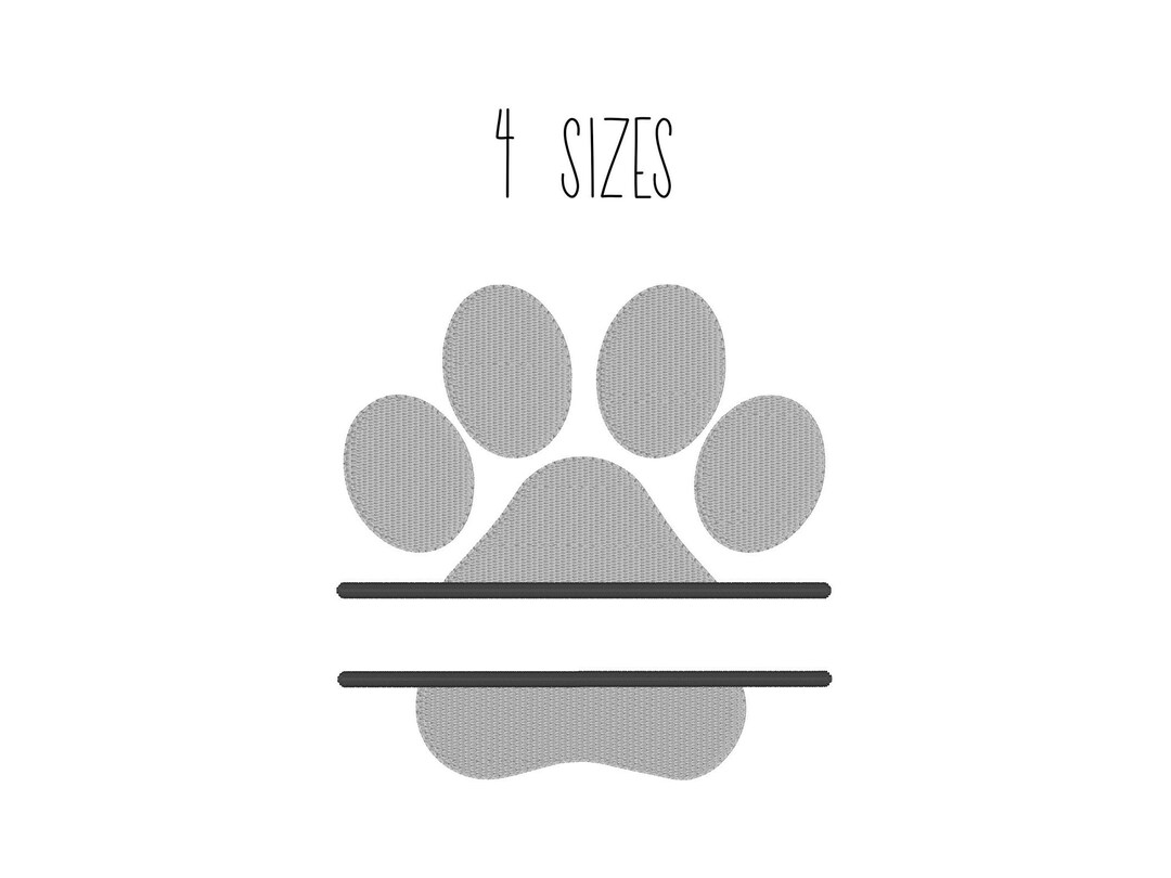 Split Paw Print Embroidery Design 4 SIZES - Split Frame Embroidery ...