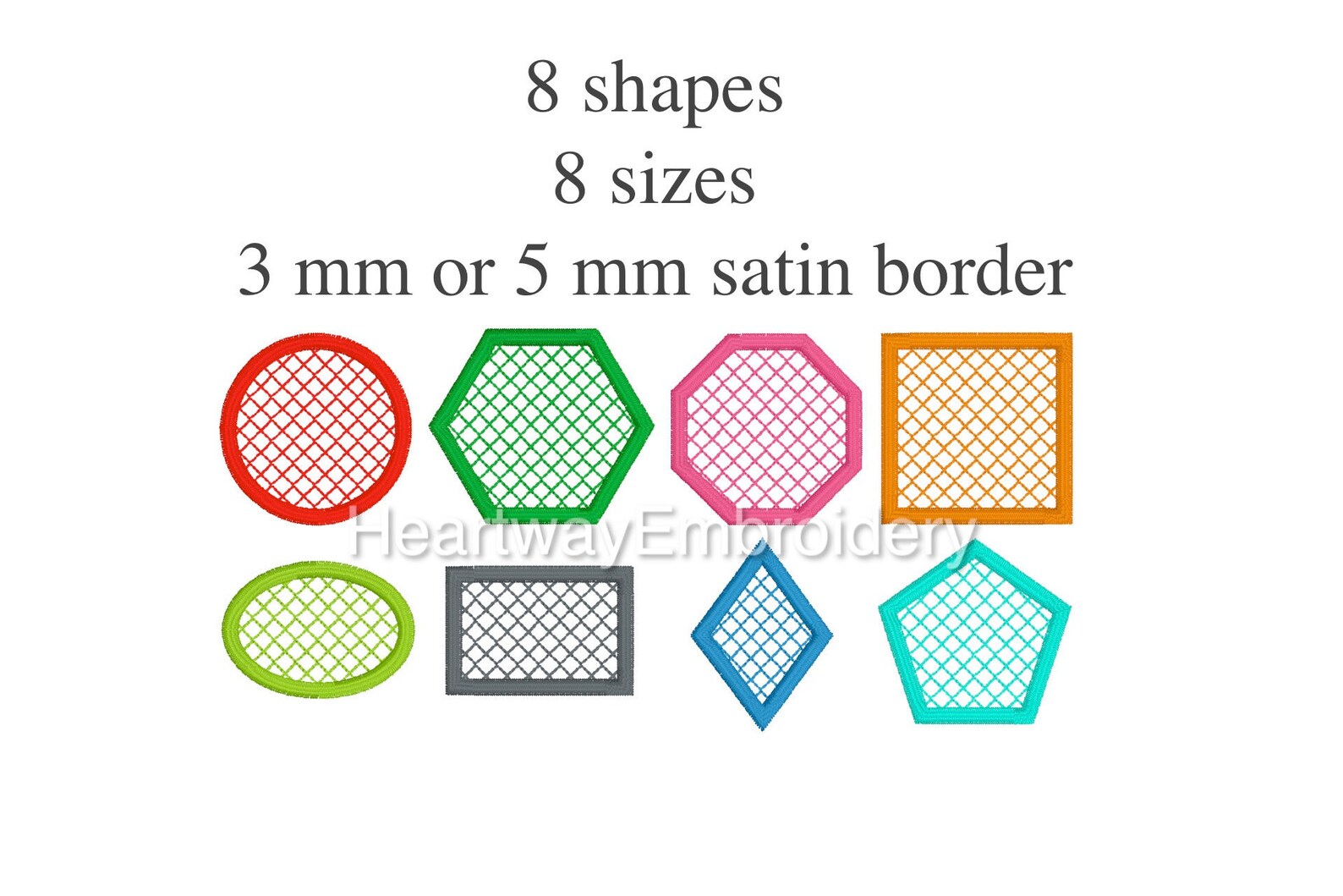 Basic Shapes Border Embroidery Designs Set Satin Border With | Etsy