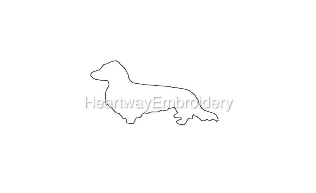 Dog Outline Embroidery Design 6 SIZES - Long Haired Dachshund Bean ...