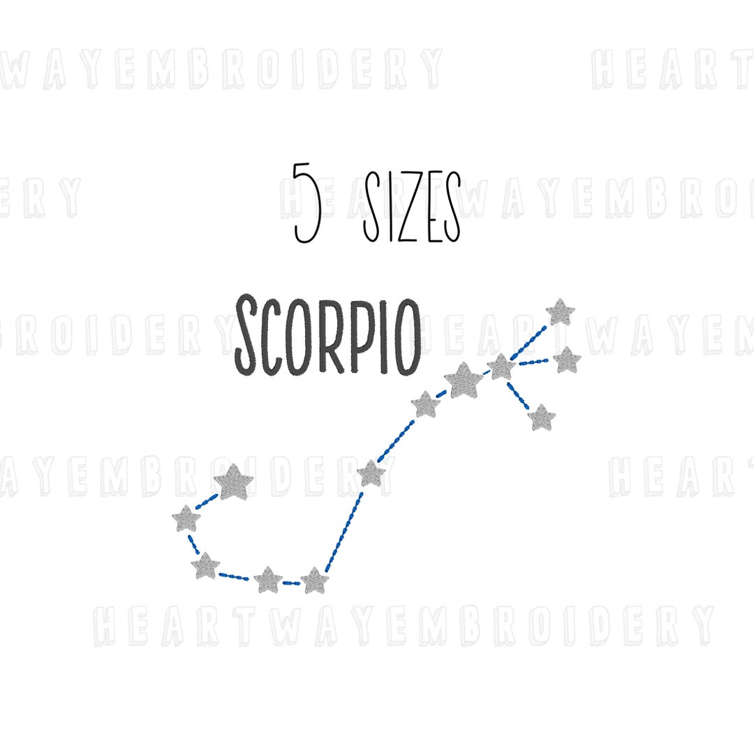 Scorpio Constellation Embroidery Design: Zodiac Sign (5 Sizes) (PES DST ...