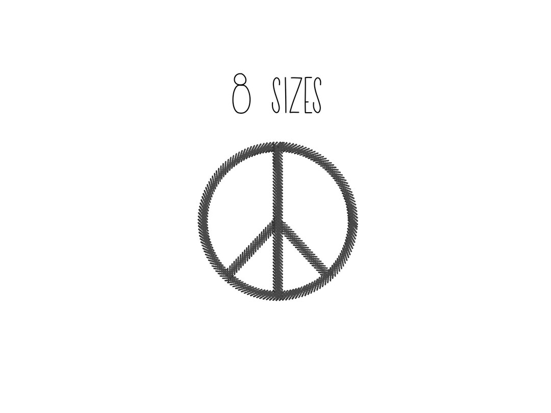 Peace Sign Embroidery Design 8 SIZES - Stem Stitch Peace Embroidery ...
