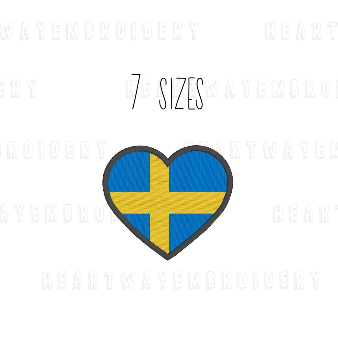 Sweden Flag Heart Embroidery Design 7 SIZES - Swedish Flag Embroidery ...