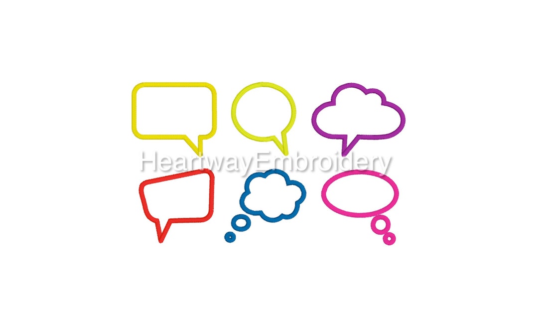 Speech Bubble Embroidery Design Set of 6 DESIGNS in 7 SIZES - Satin ...