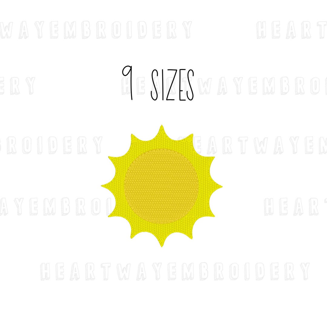 Mini Sun Embroidery Design 9 SIZES - Sunshine Embroidery Design Mini ...