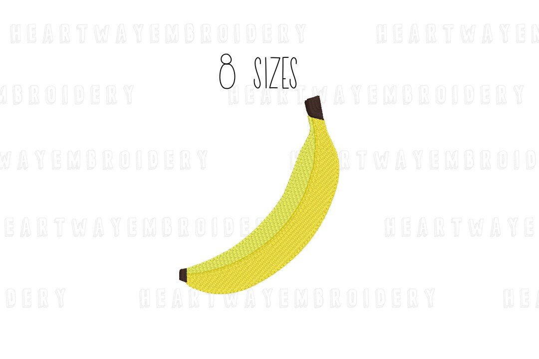 Mini Banana Embroidery Design: Tiny Fruit Fill Stitch (8 Sizes ...