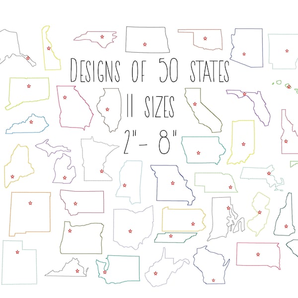 50 States Embroidery - Etsy