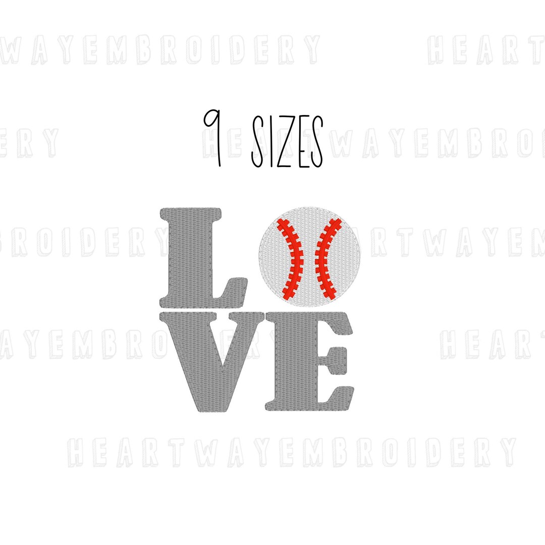 Love Baseball Embroidery Design: Sports Ball Embroidery File (9 Sizes ...