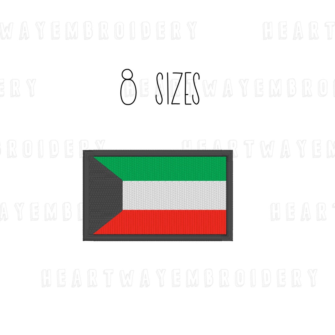 Kuwait Flag Embroidery Design - 8 SIZES Flag Patch Embroidery Design ...