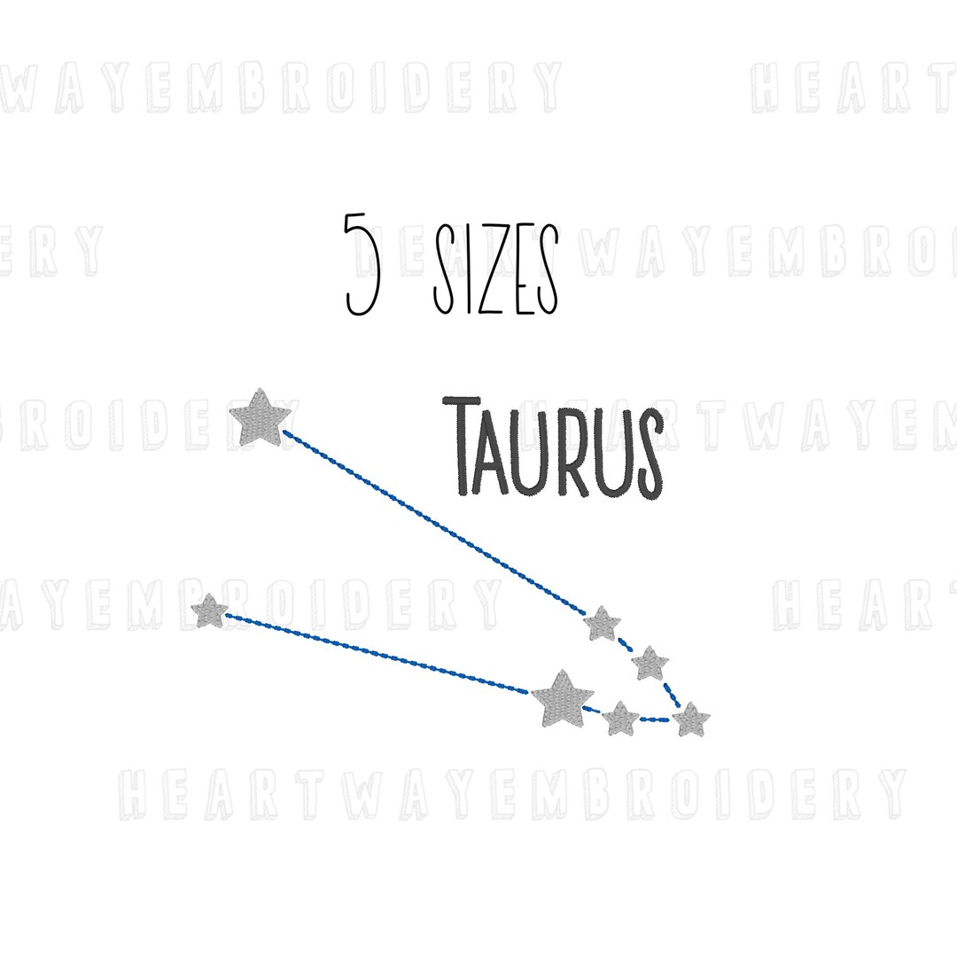 Taurus Constellation Embroidery Design: Zodiac Sign (5 Sizes) (digital ...