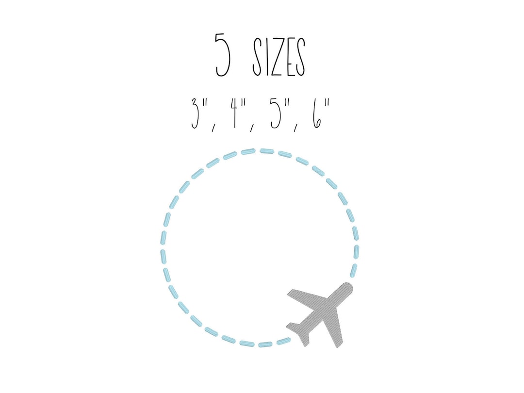 Airplane Circle Frame Embroidery Design: Travel Monogram Border (5 ...