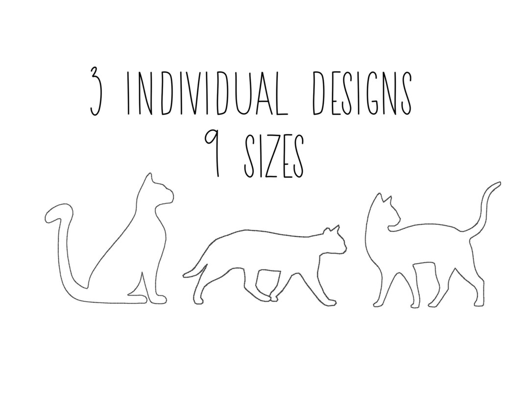 Set of Cat Outline Embroidery Designs 9 SIZES Bean Stitch Cat ...