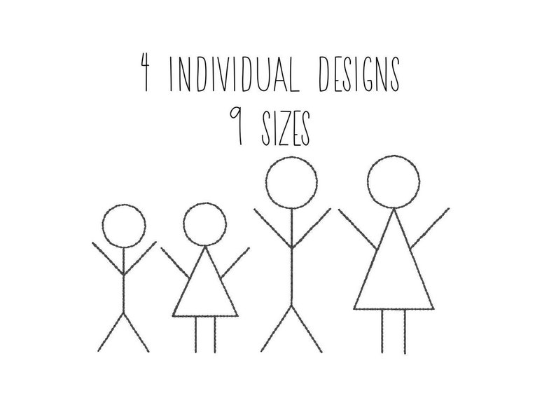 Stick Figure Family Embroidery Design: Individual Family Designs (9 ...