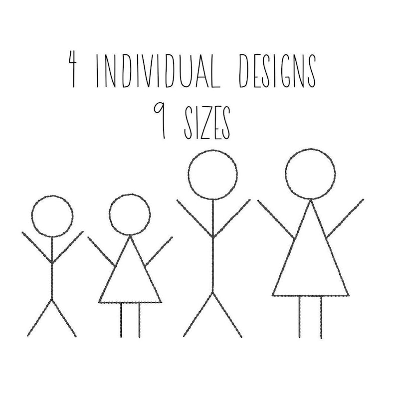 Stick Figure Embroidery Design - Etsy