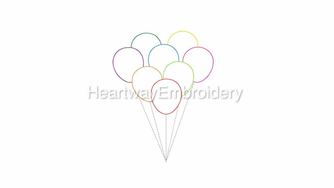 Balloons Embroidery Design: Mini Bean Stitch (7 Sizes) (digital ...