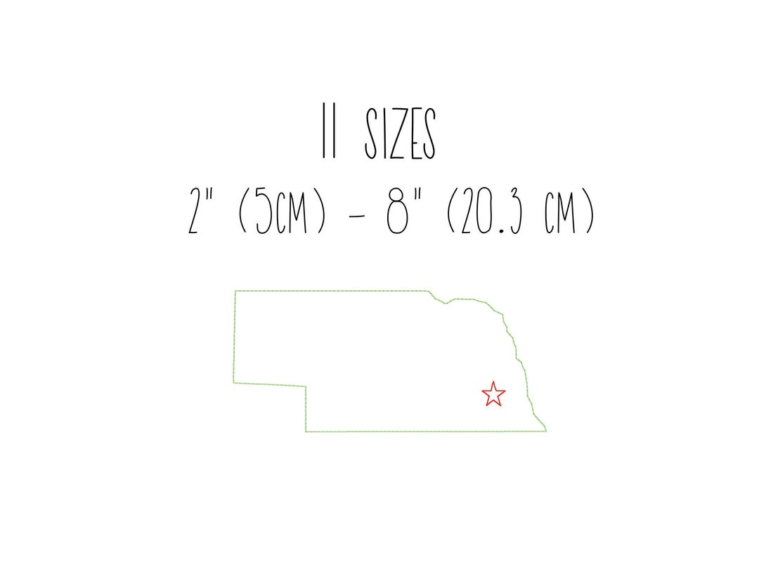 Nebraska State Map Embroidery Design: Bean Stitch Outline (11 Sizes ...
