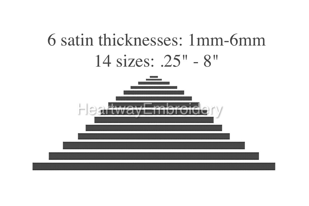 Single Line Embroidery Design 14 Sizes 6 Thicknesses - Satin Line With ...