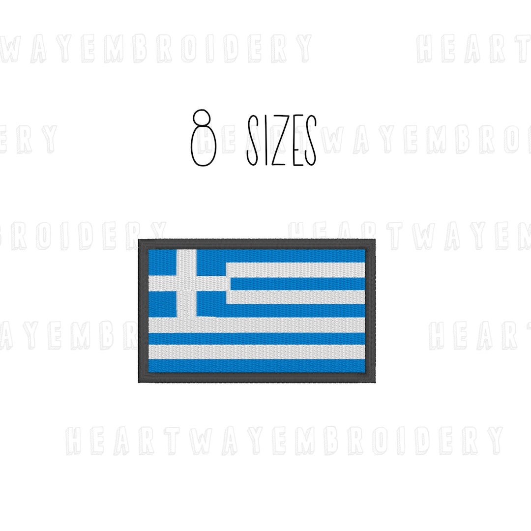 Greece Flag Embroidery Design - 8 SIZES Flag Patch Embroidery Greece Embroidery Greek Flag ...