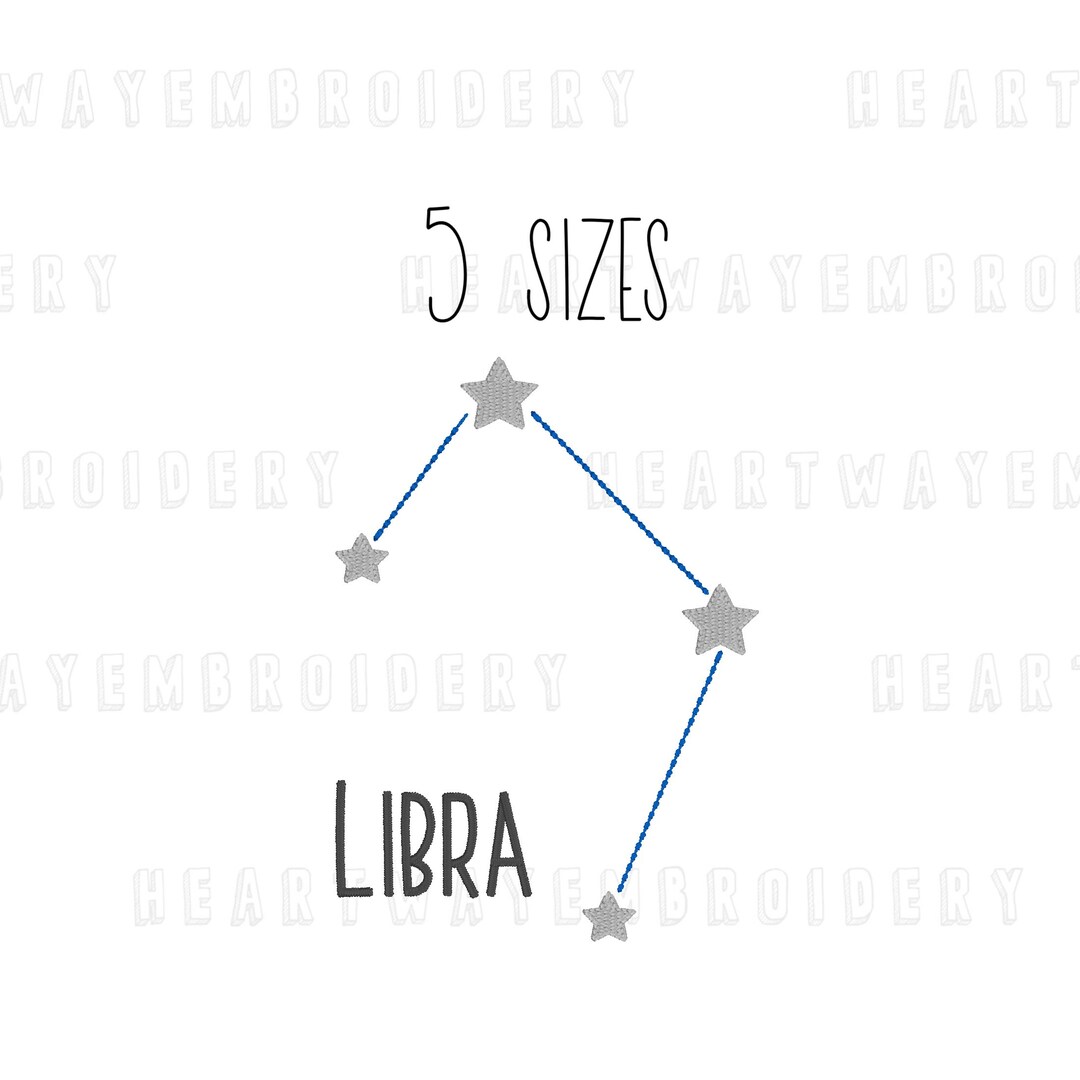 Libra Constellation Embroidery Design: Zodiac Astrology (5 Sizes ...