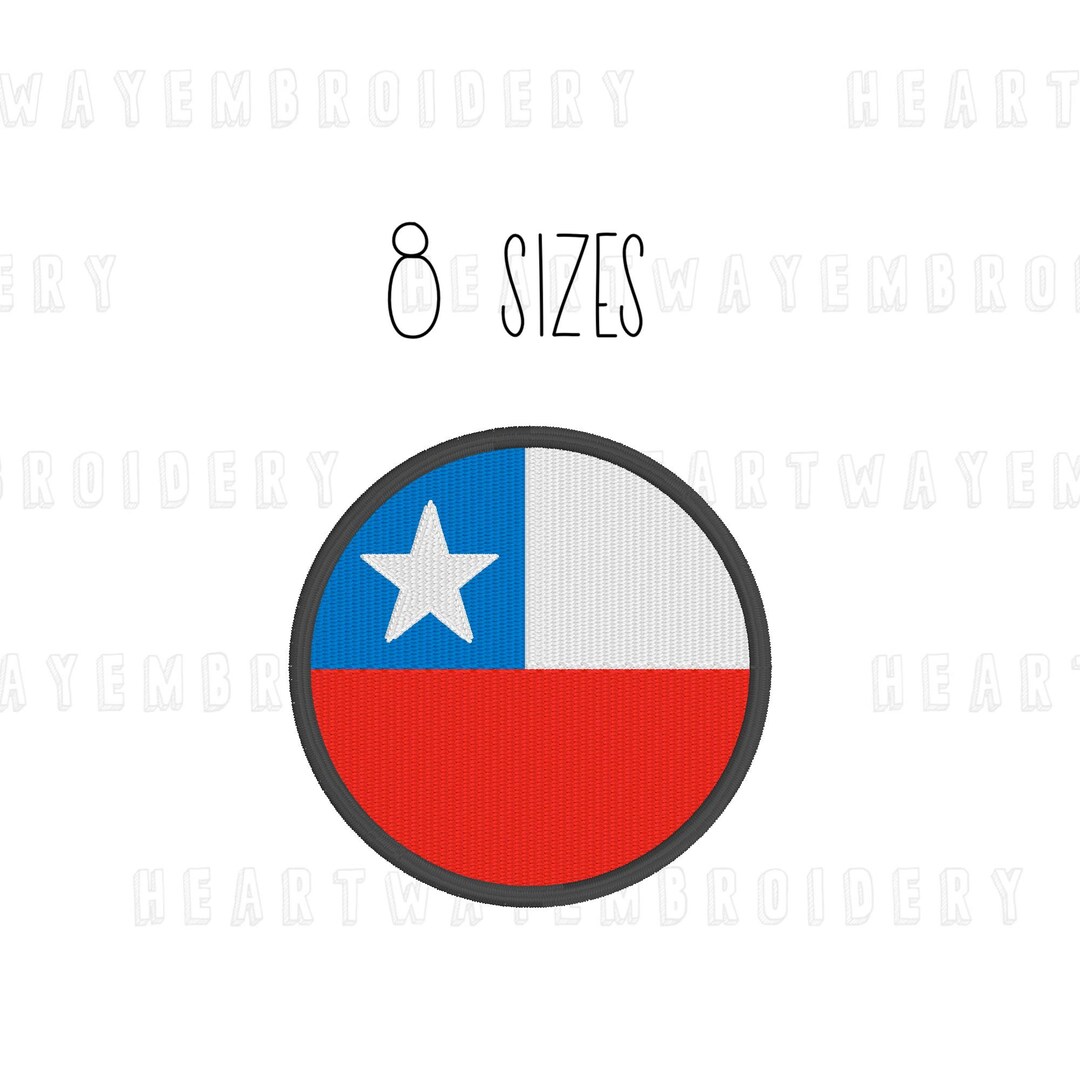 Chile Flag Embroidery Design 8 SIZES Machine Embroidery Round Flag ...