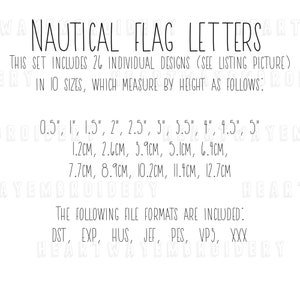 Nautical Flag Embroidery Design: Maritime Alphabet & Numbers (10 Sizes ...