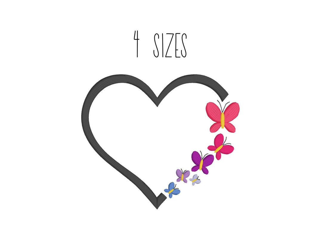 Butterfly Heart Frame Embroidery Design 4 SIZES - MS Awareness Frame ...