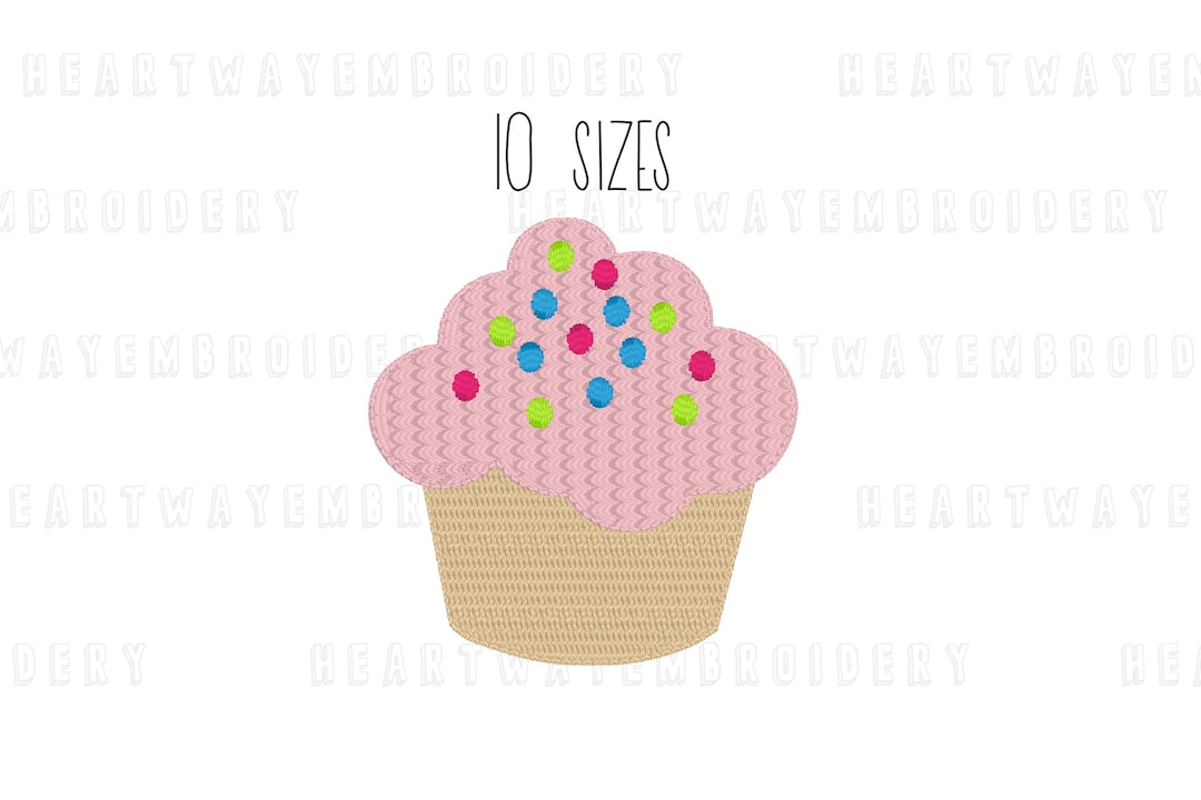 Cupcake Embroidery Design 10 SIZES - Cupcake Mini Embroidery Design ...