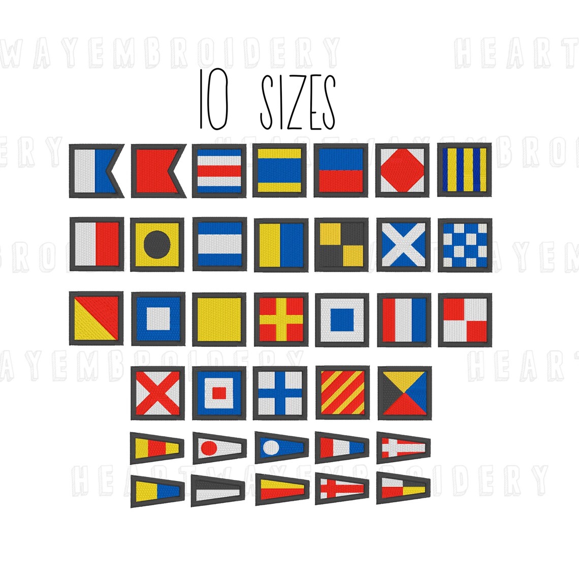 Nautical Flag Embroidery Design: Maritime Alphabet & Numbers (10 Sizes ...