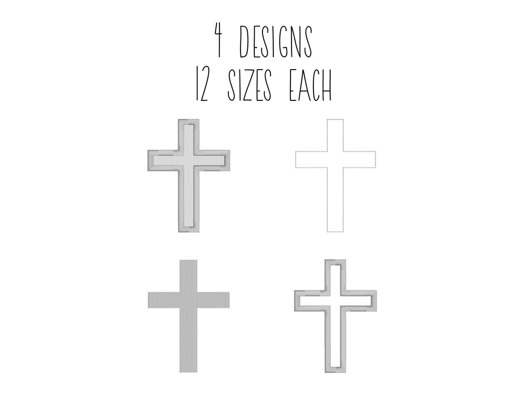 SET of Cross Embroidery Designs 12 SIZES Mini Cross Embroidery Design ...