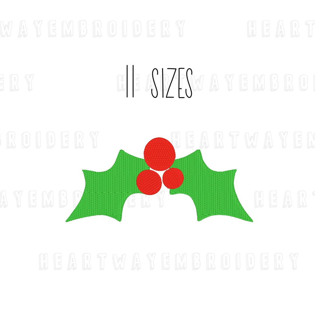 Mini Holly Embroidery Design 11 SIZES - Mini Christmas Embroidery ...