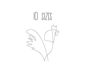 Rooster Embroidery Design 10 SIZES Rooster One Line - Etsy