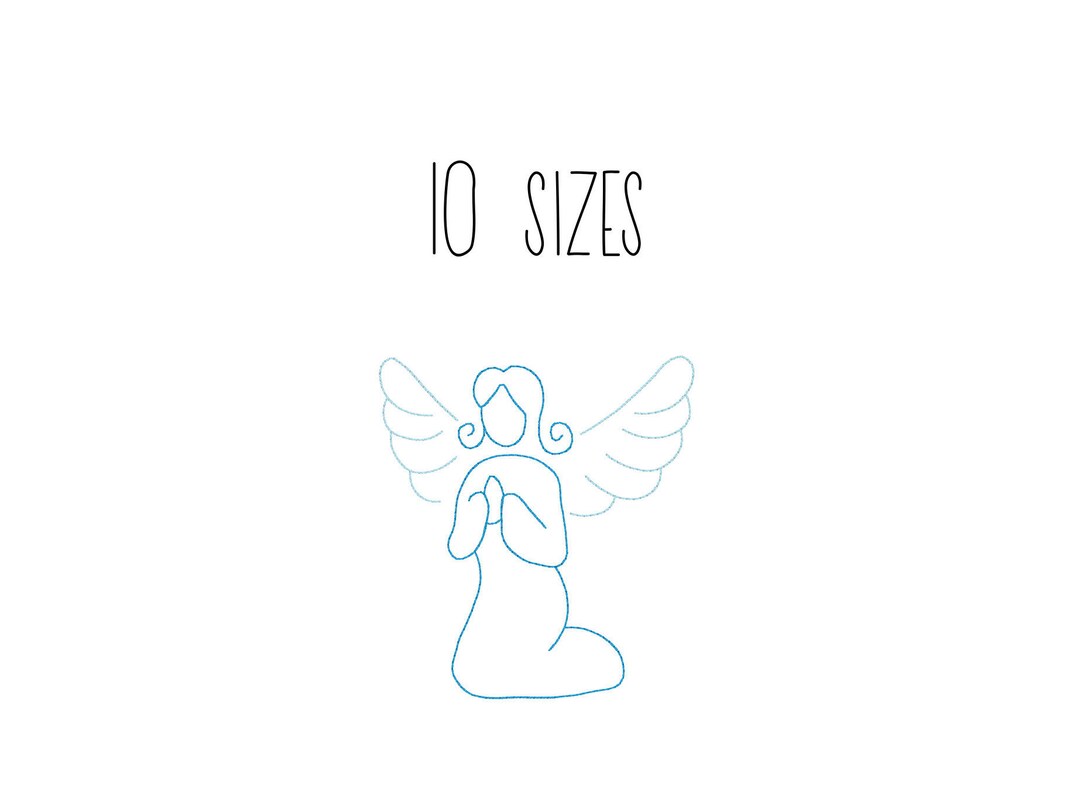 Praying Angel Outline Embroidery Design 10 SIZES - Bean Stitch Angel ...