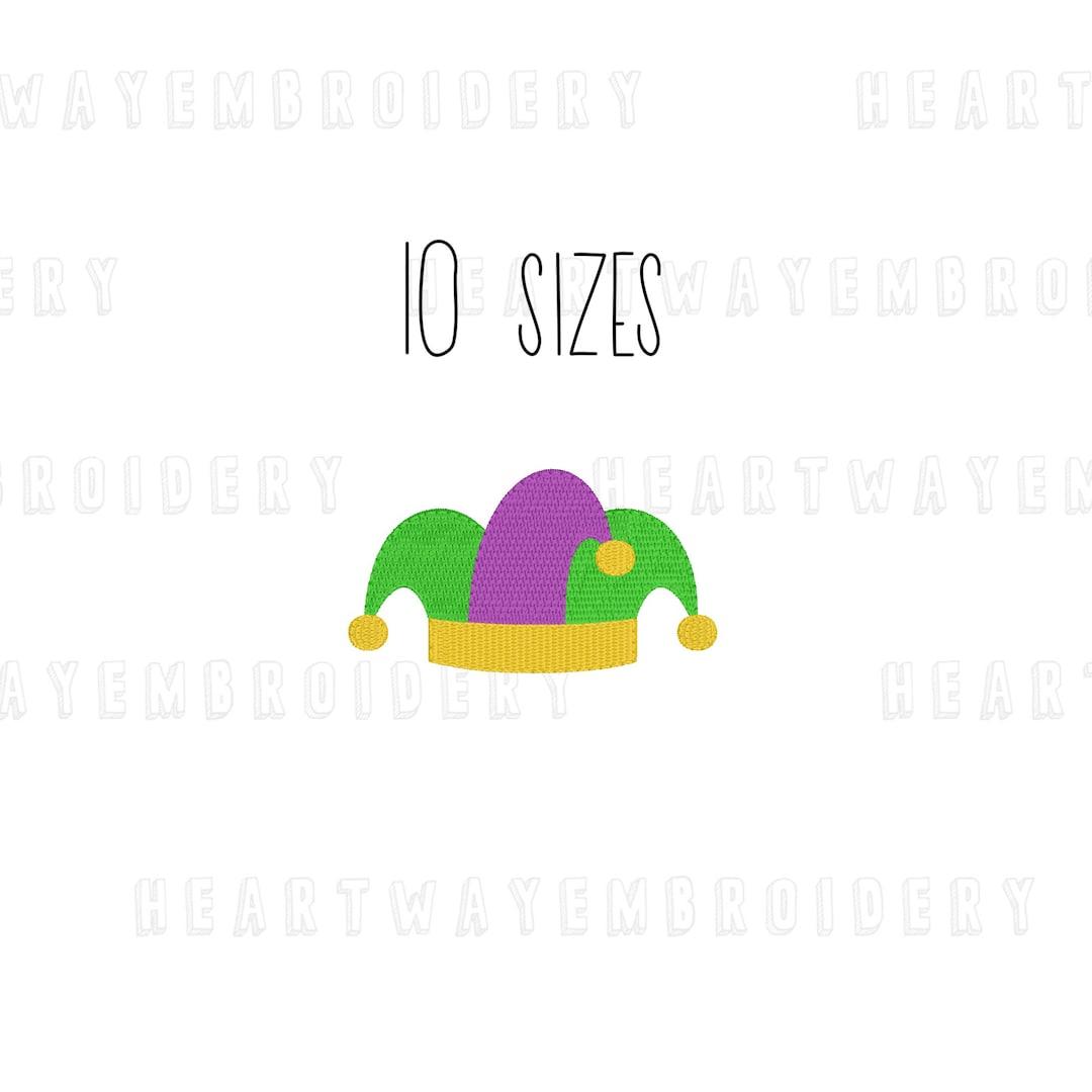 Jester Hat Embroidery Design 10 SIZES - Mardi Gras Jester Embroidery Design Mini Jester ...